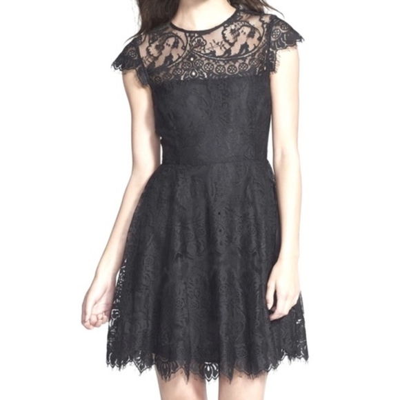 BB Dakota | Dresses | Bb Dakota Black Aline Mini Dress With Flutter Cap ...